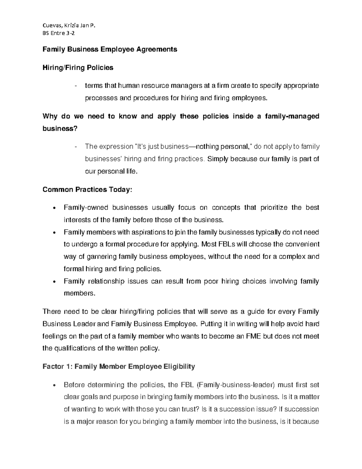 Written Report Group 3 - BS Entre 3- Family Business Employee ...