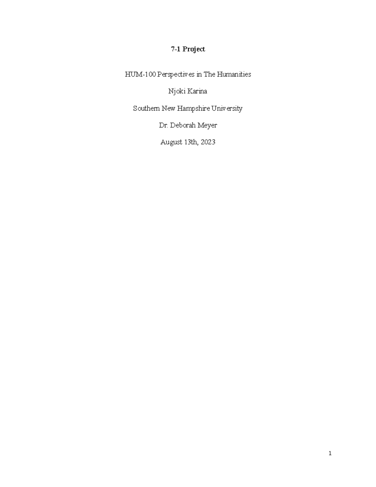 7-1 project -Humanities - 7-1 Project HUM-100 Perspectives in The ...