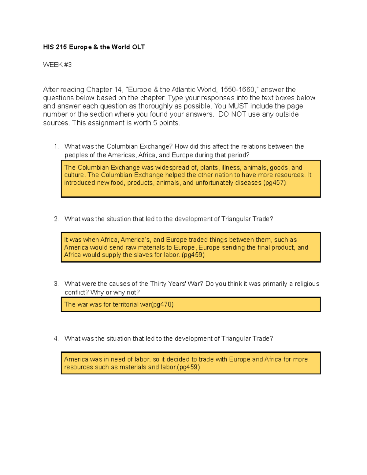 Eliel Pinheiro - HIS 215 OLT FA 22 WK 3 Questions - HIS 215 Europe ...