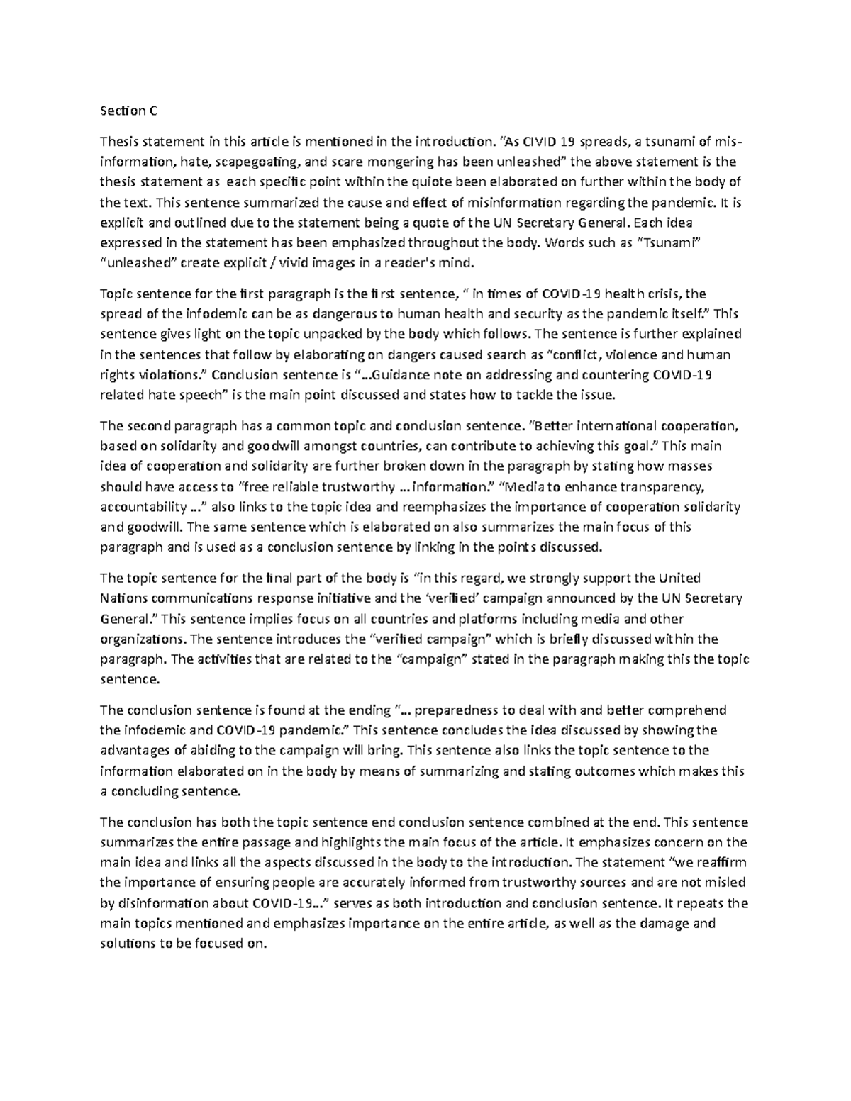 English Genre Assignment 2602 - Section C Thesis statement in this ...