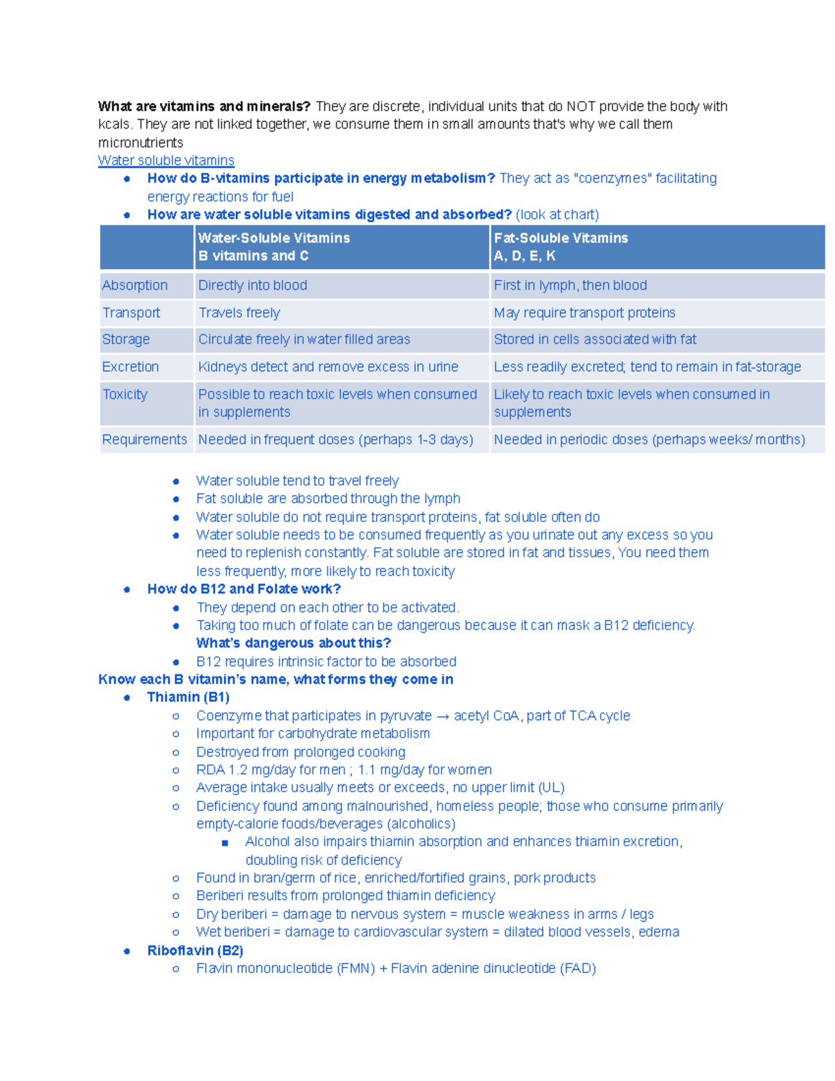 Nutrition Test 4 Study Guide - What are vitamins and minerals? They are ...