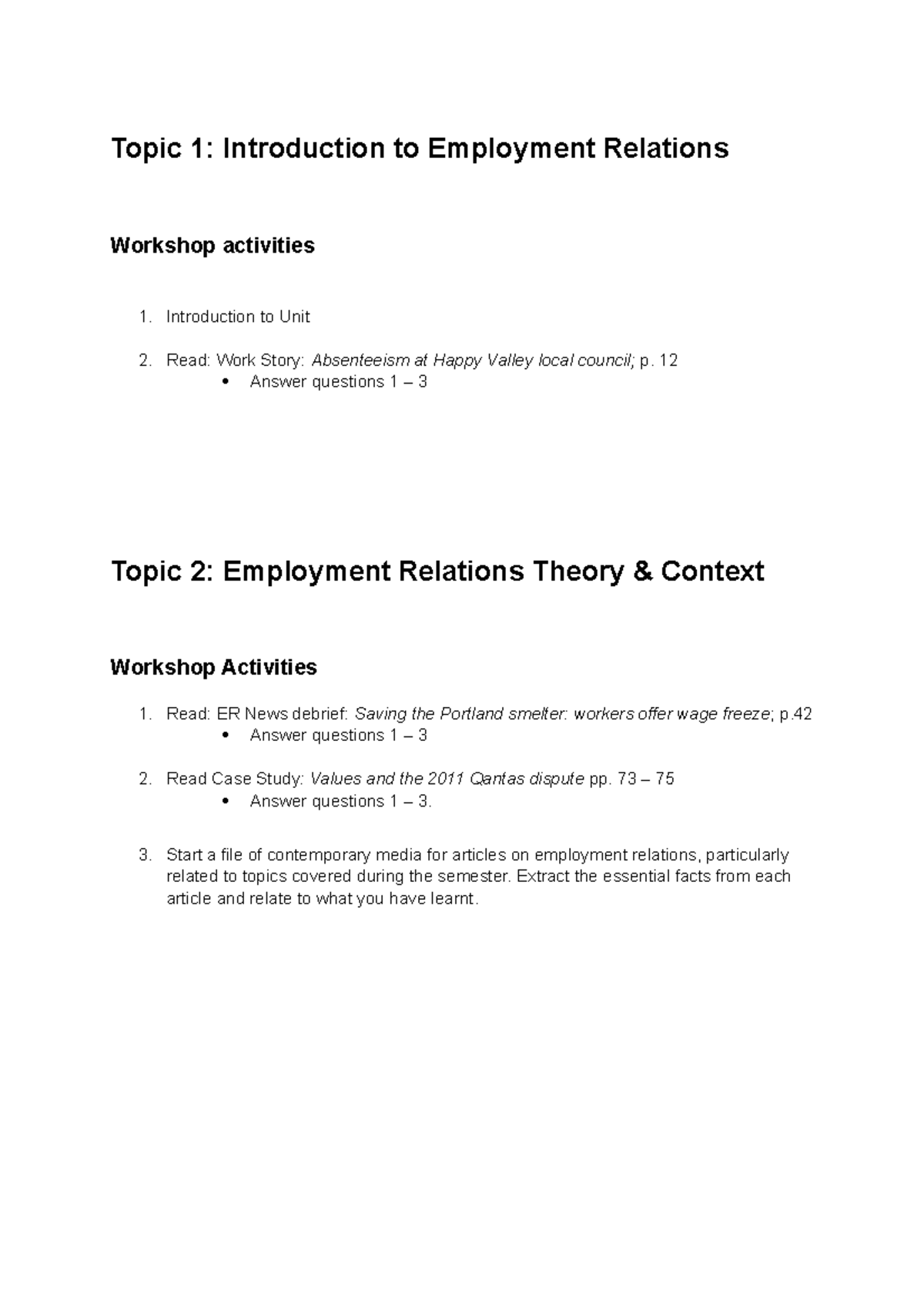 Workshop Topic 2 Activities 2023 Topic 1 Introduction To Employment