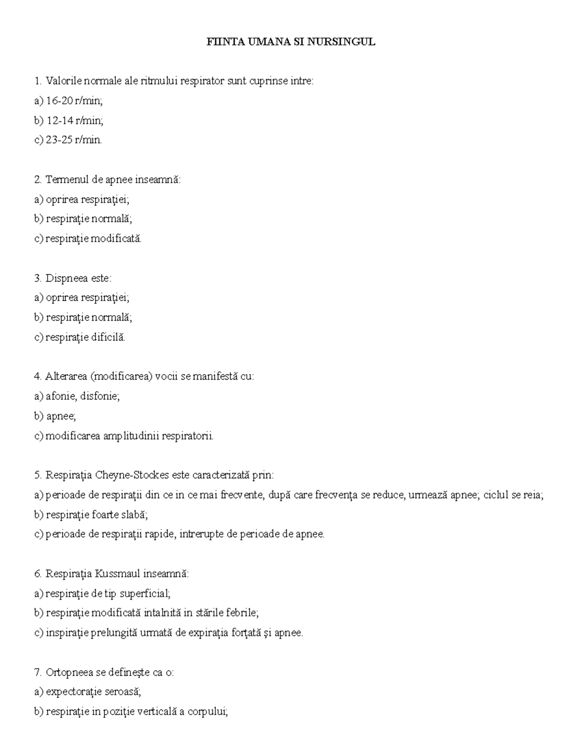Teste Nursing Fiinta Umana Si Nursing Ul - FIINTA UMANA SI NURSINGUL ...