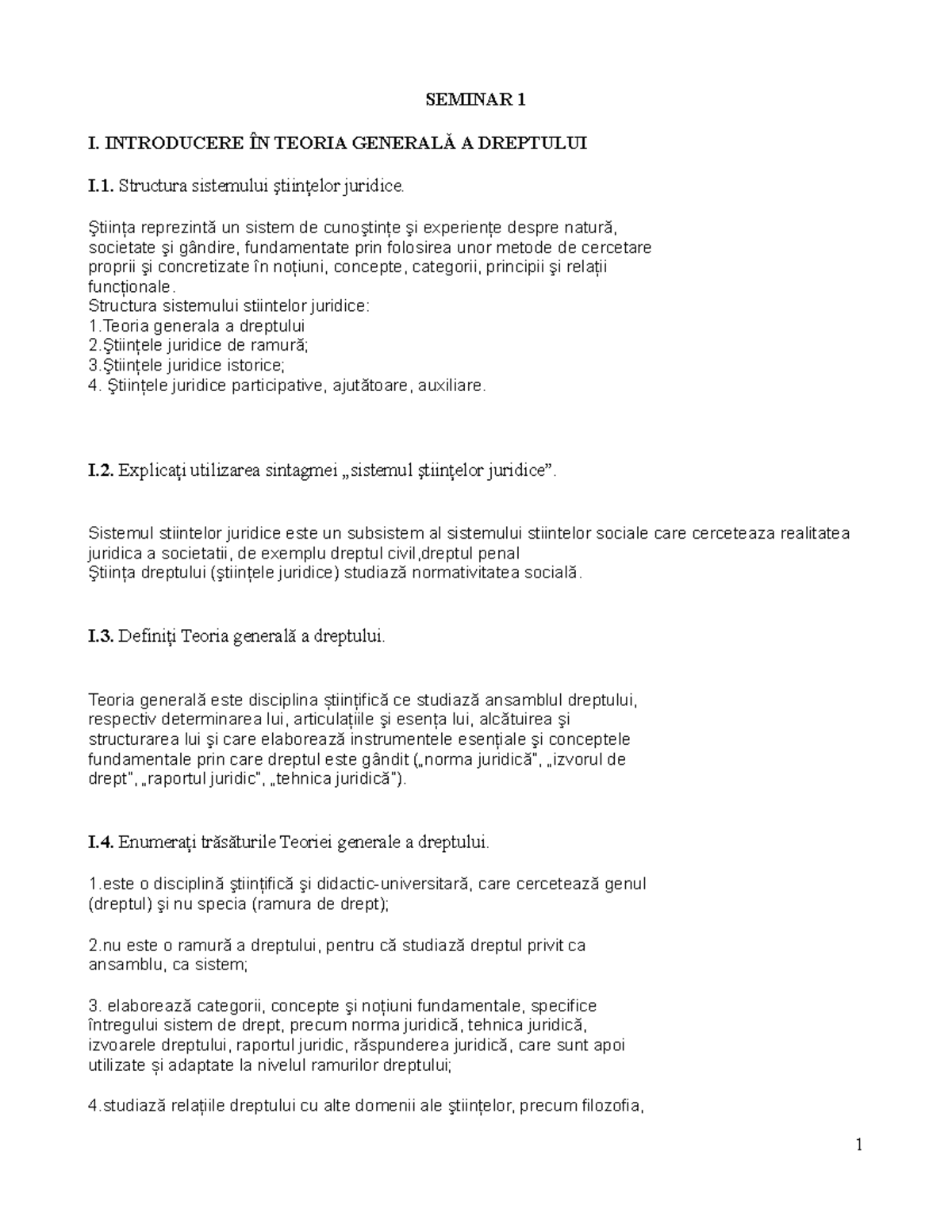 Seminar 1 Notiuni introductive; Metodologia juridica - SEMINAR 1 I ...