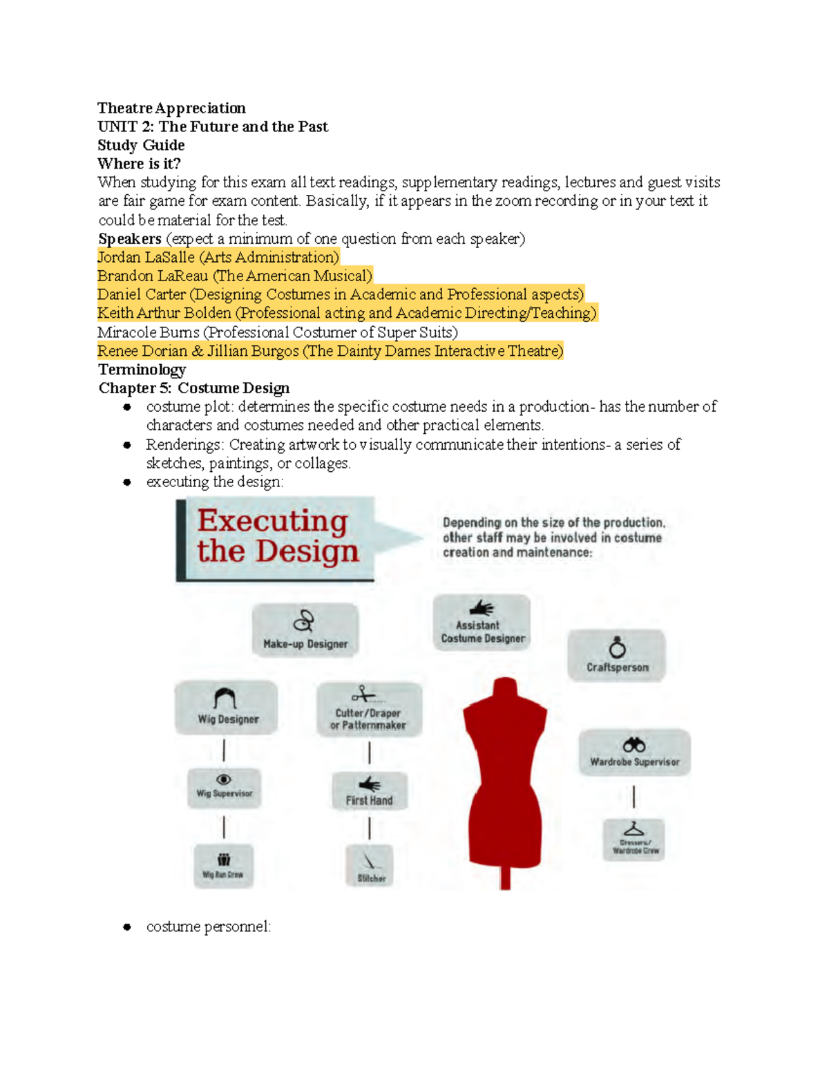 Theatre Study Guide - Theatre Appreciation UNIT 2: The Future and the ...