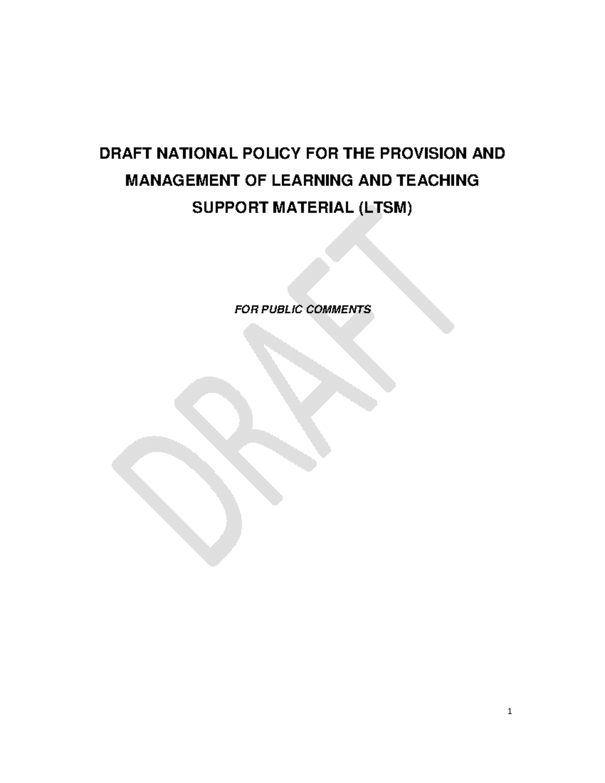 Draft LTSM Policy for Public Comments 2014 ) - DRAFT NATIONAL POLICY ...
