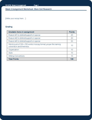 PSY278H Wk2 Assignment - PSY278: Week 2 Assignment Page 1 ` Week 2 ...
