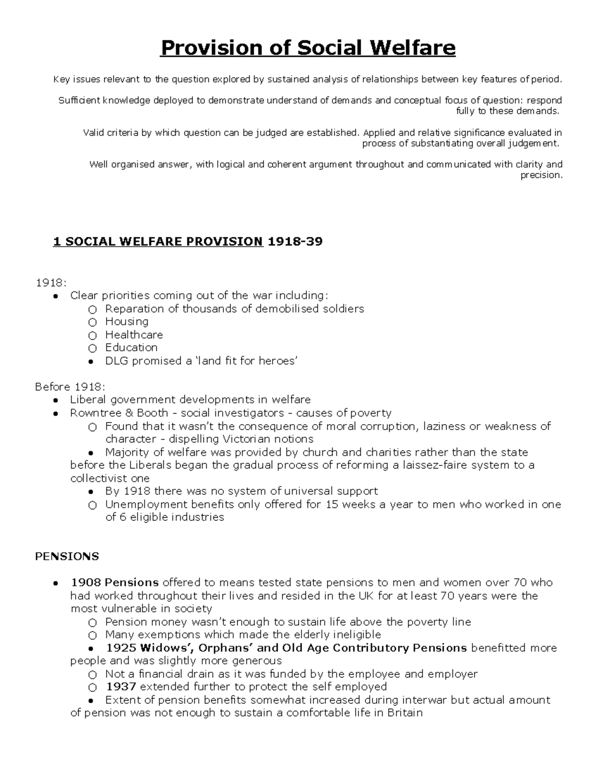 Provision of Social Welfare - Sufficient knowledge deployed to ...