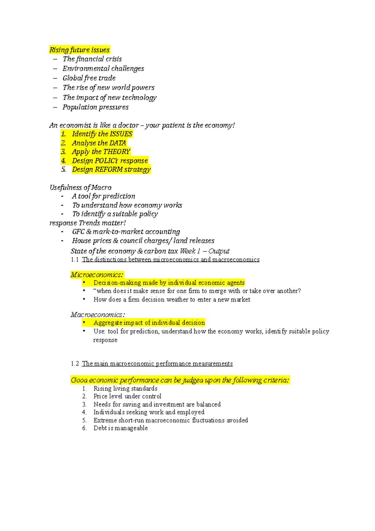 Week 12 - Lecture notes 12 - ECON1002 - USyd - Studocu