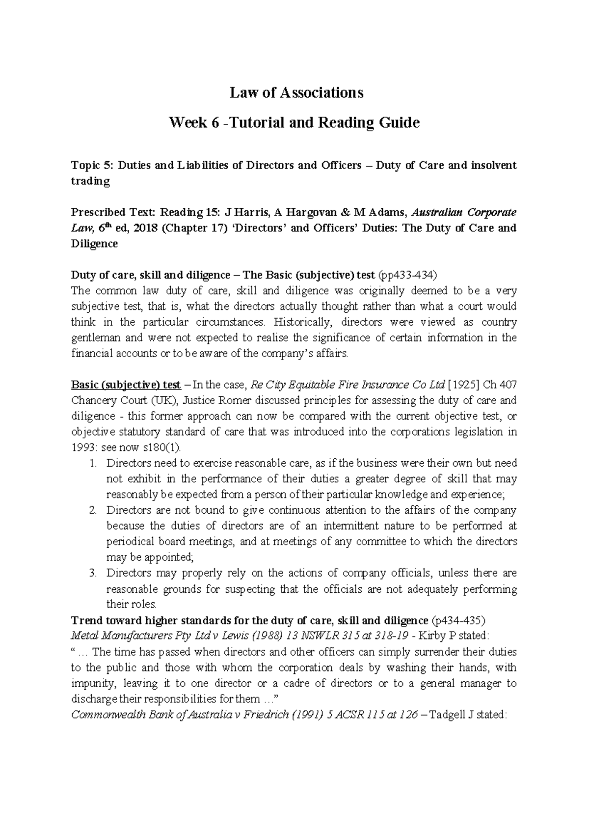 Week 6 LOA - week 6 - Law of Associations Week 6 -Tutorial and Reading ...