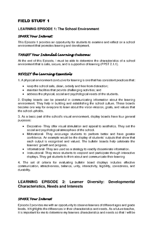 FS 2 Episode 12 - notes - FIELD STUDY 2 LEARNING EPISODE Selecting Non ...