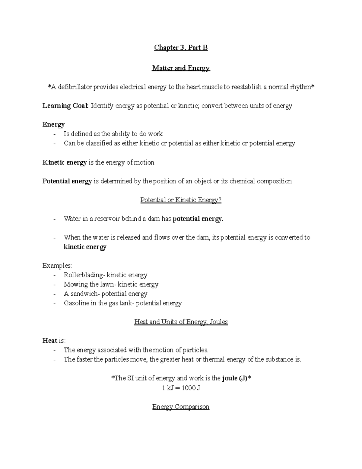 Chapter 3, Part B Notes - Chapter 3, Part B Matter and Energy A ...