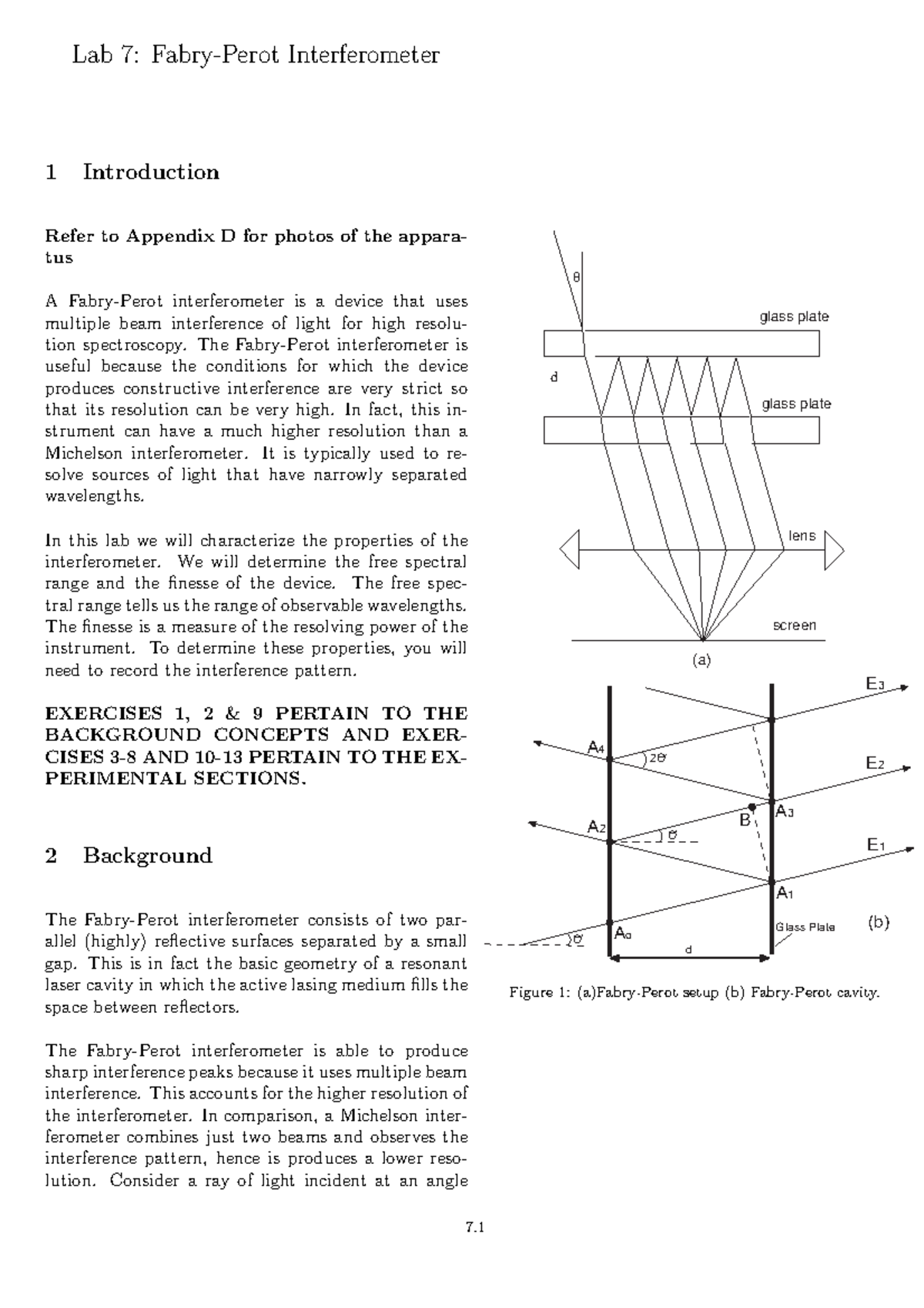 Lab7 - awsax - Lab 7: Fabry-Perot Interferometer 1 Introduction Refer ...