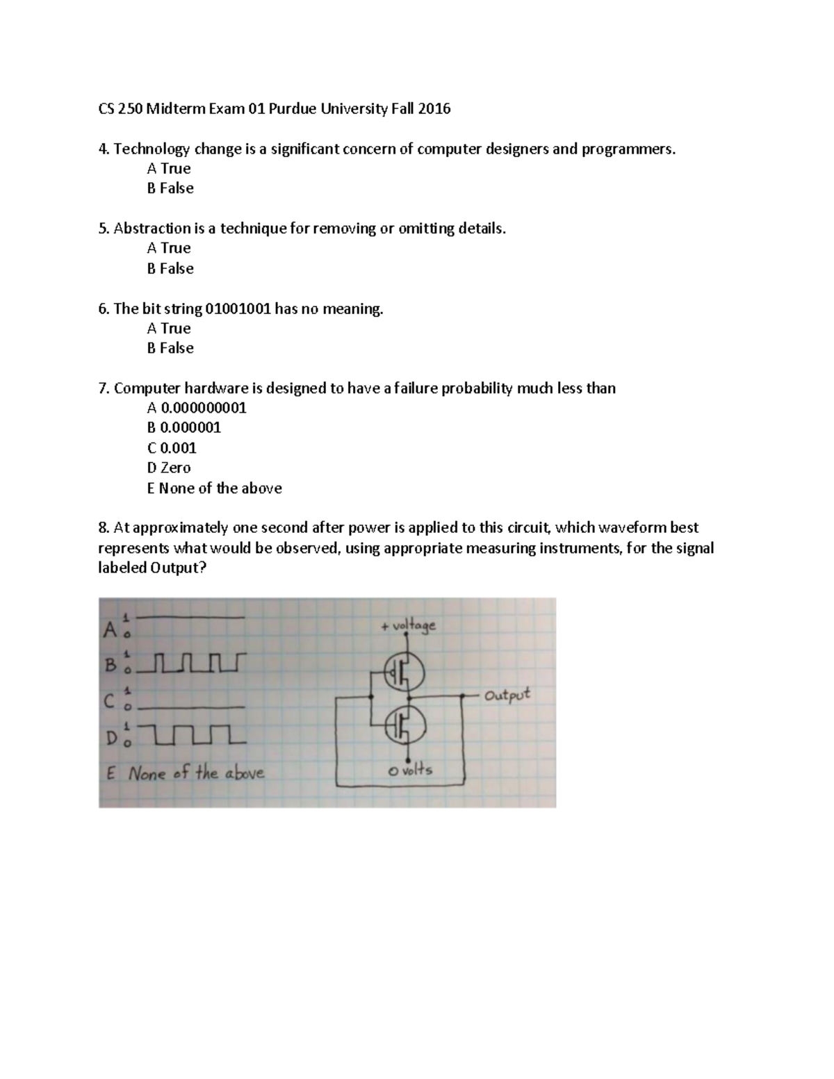 CS250 Midterm 1 2016 preparation for miterm 1. - CS 250 Midterm Exam 01 ...