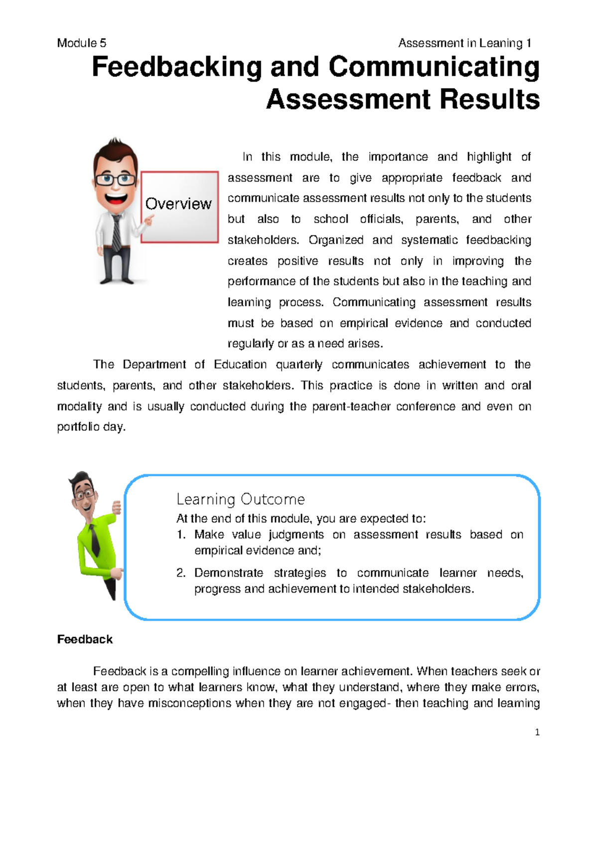 Feedbacking and Communicating Assessment Results - Organized and ...