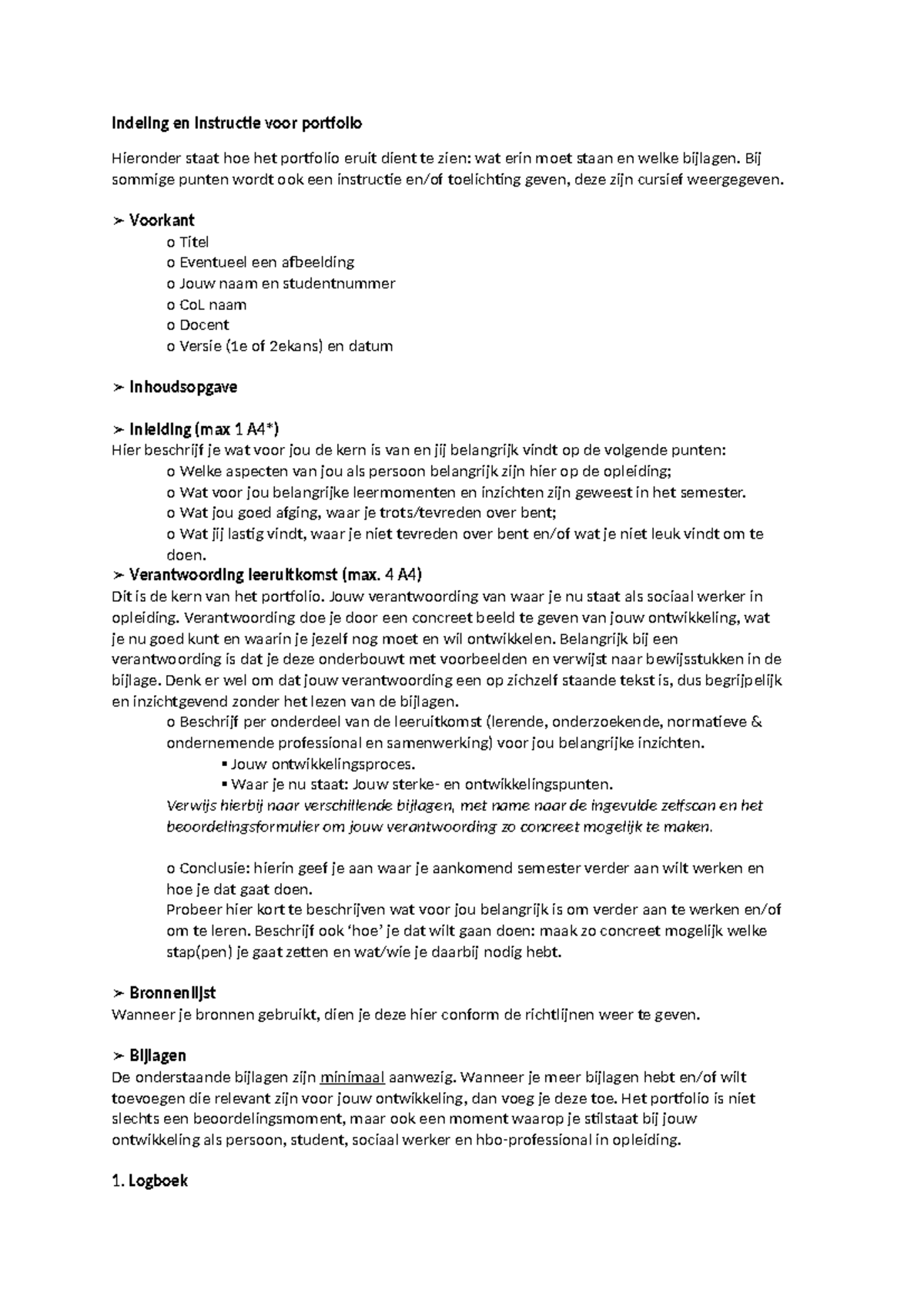 Instructie en indeling Portfolio 23-24 - Indeling en instructie voor ...