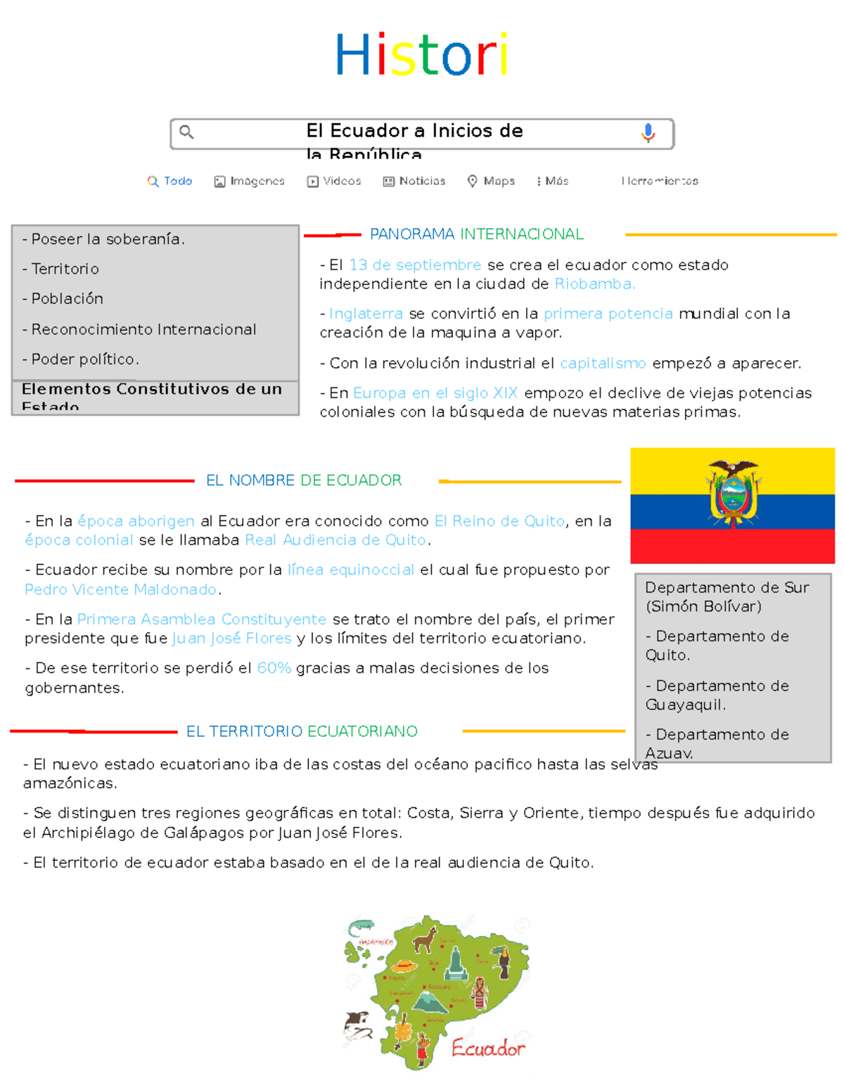 Ecuador a Inicios de la República - Historia - El nuevo estado ...