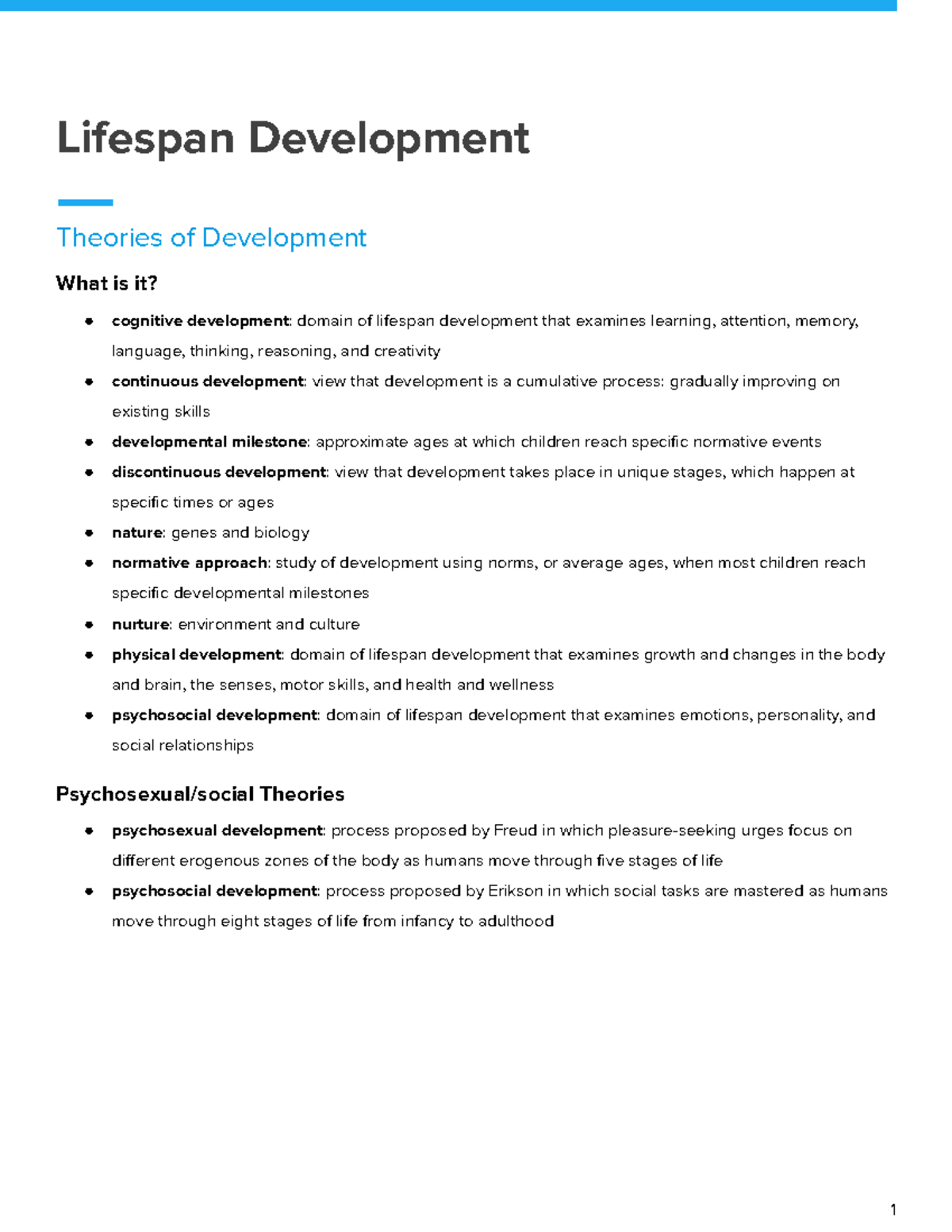 8-Lifespan Development - Lifespan Development Theories of Development What is it? cognitive ...