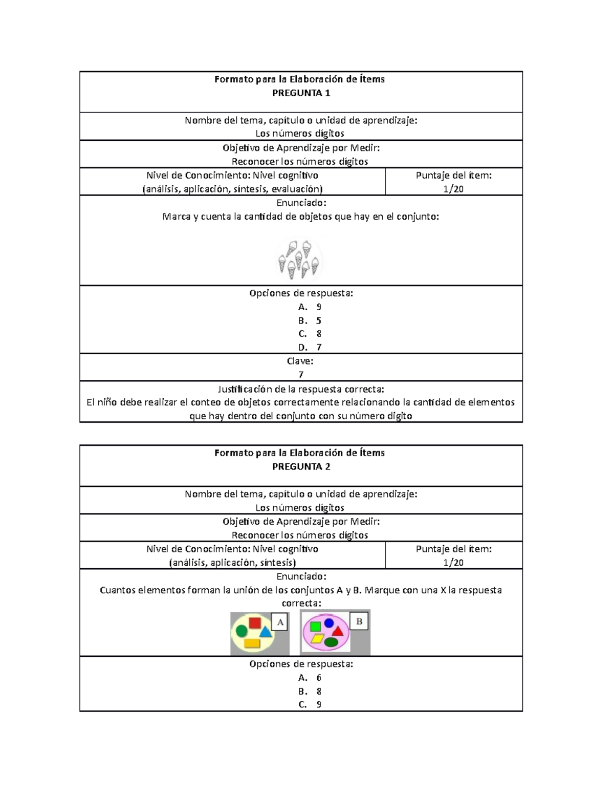 Elaboración de Ítems - desarrollo de items - Formato para la ...