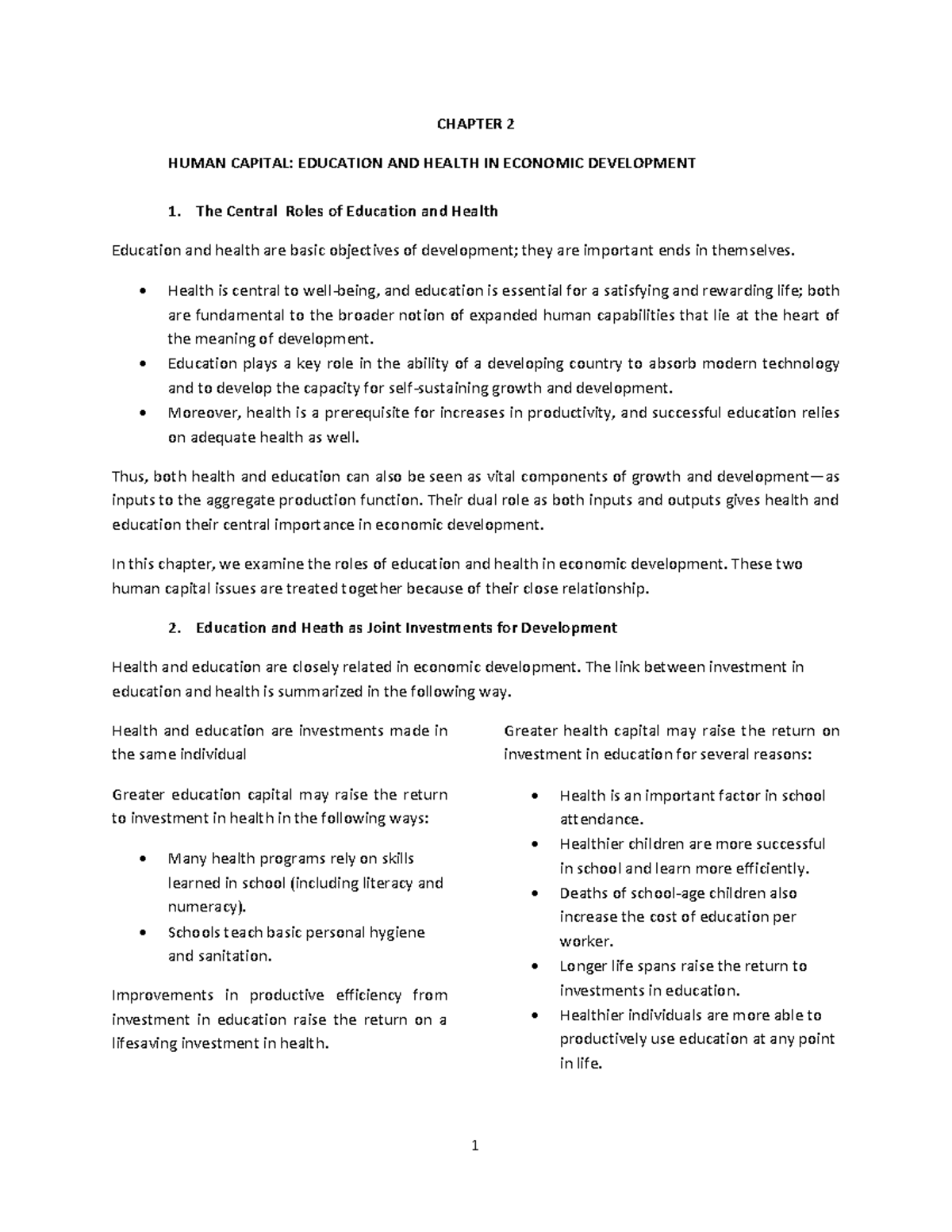CH 2 Human Capital AND Economic Growth - CHAPTER 2 HUMAN CAPITAL ...