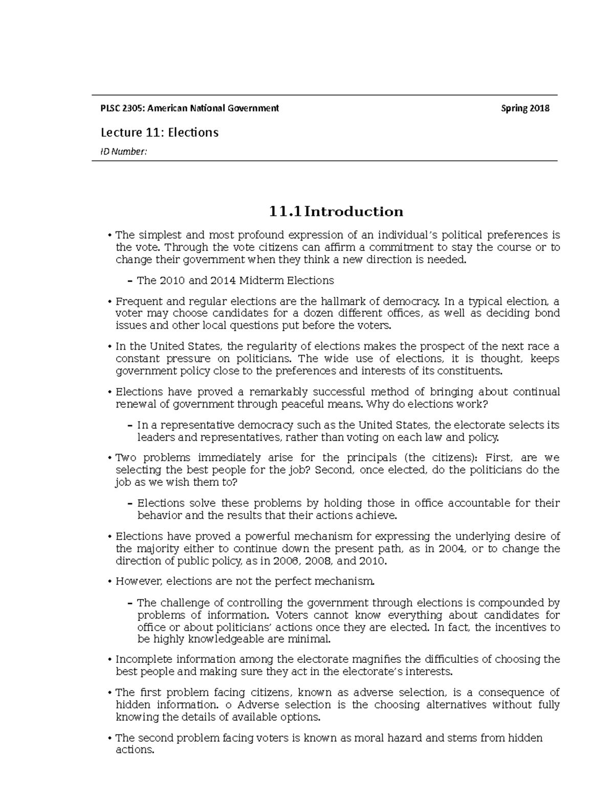 Lect 11 Notes Elections ADA - 11 The simplest and most profound ...