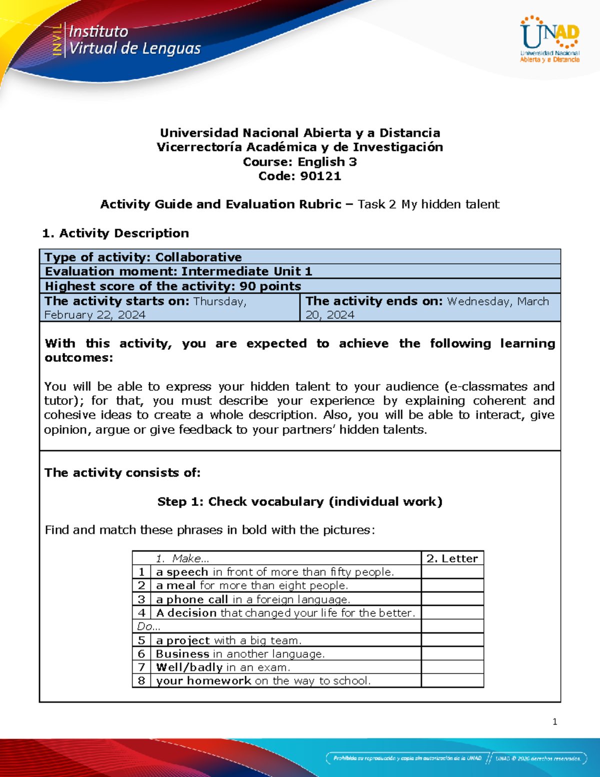 Activity guide and evaluation rubric - Unit 1 - Task 2 - My hidden ...