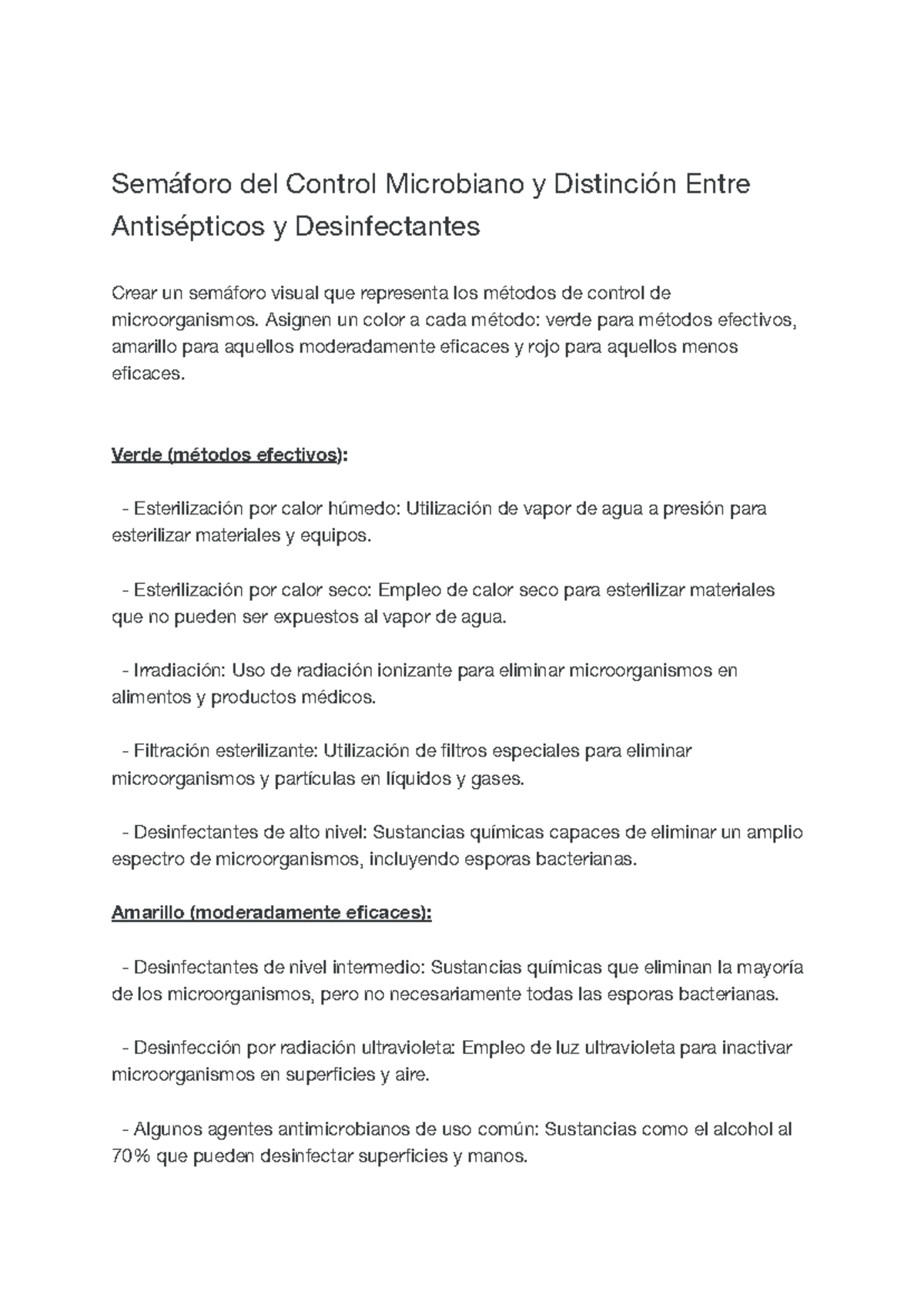 Semáforo del control microorganismo - Semáforo del Control Microbiano y ...