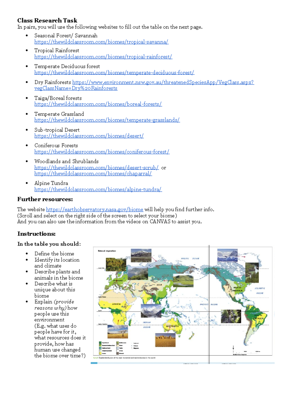 2. Biomes Class Task-2 - bio - Class Research Task In pairs, you will ...