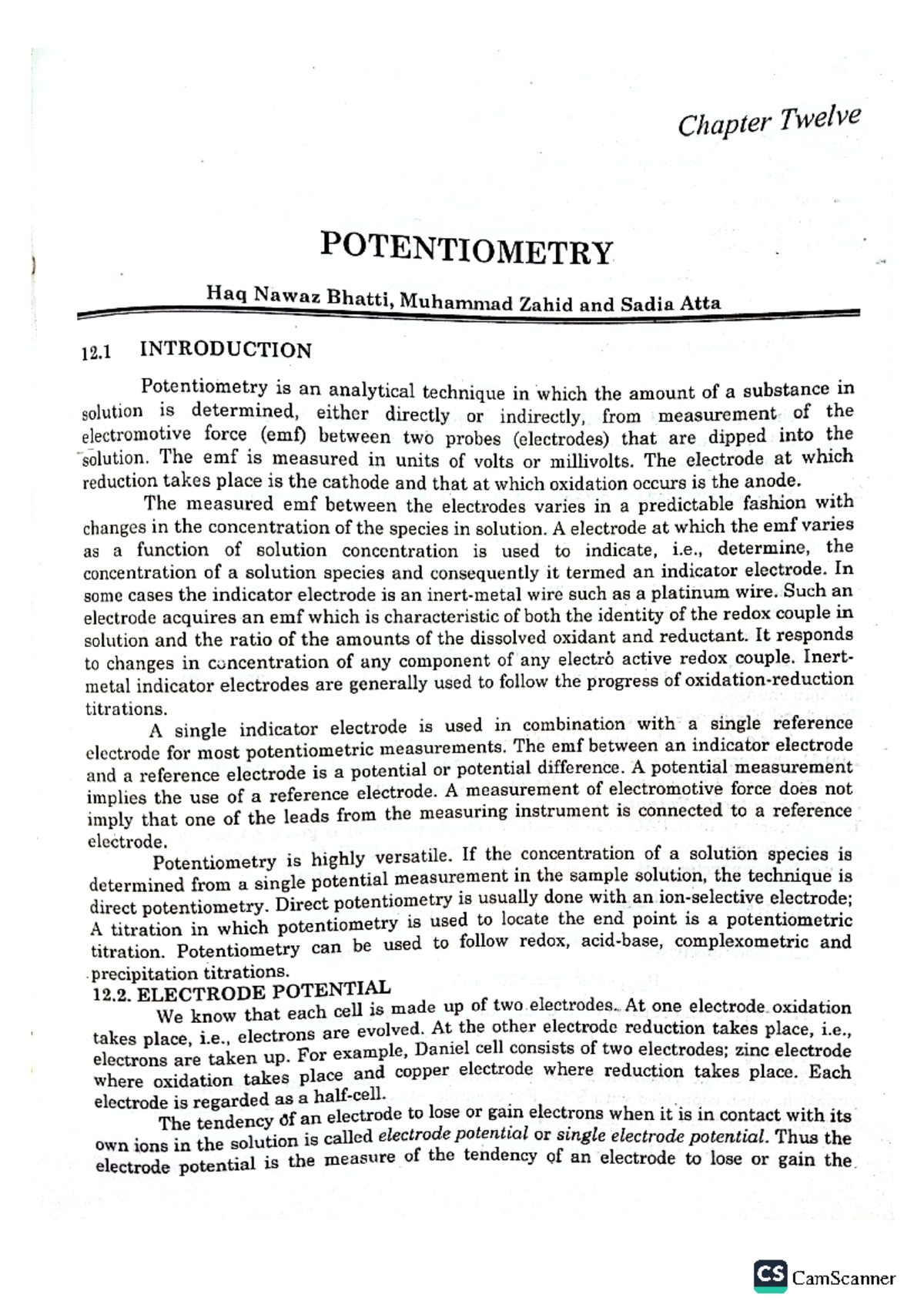Chapter (12) Potentiometry 240224 071457 - Oragnic Chemistry 1 - Studocu