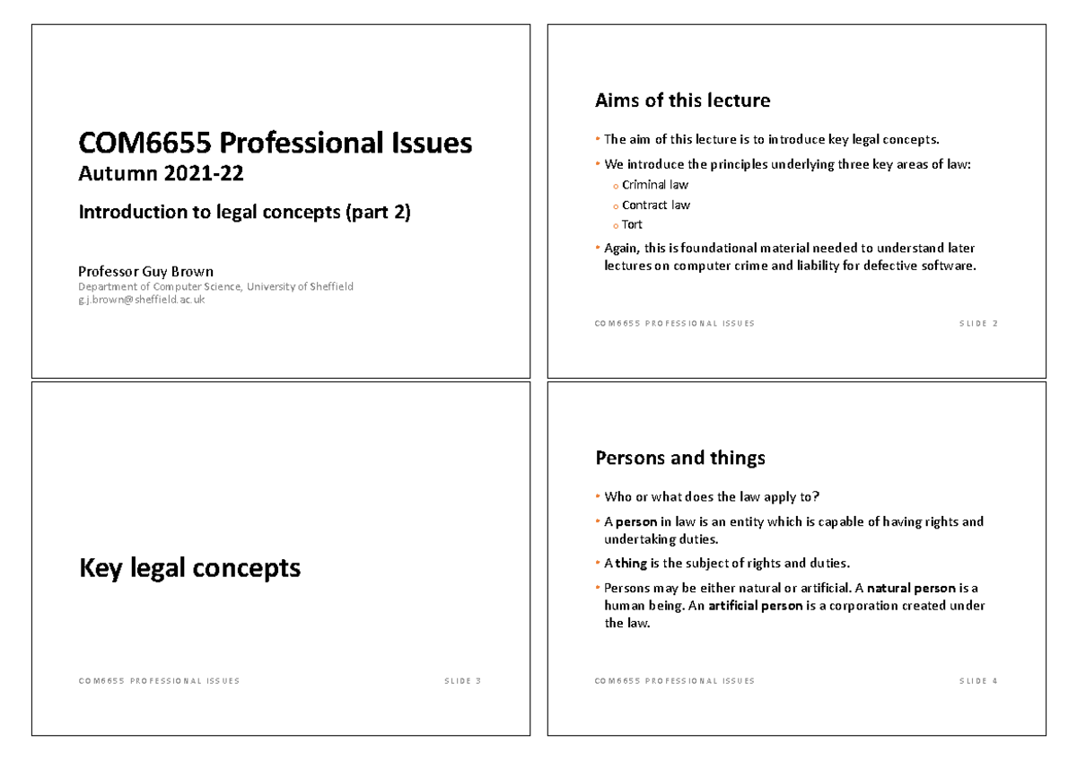 02 Legal Concepts Part 2 2021 - COM6655 Professional Issues Autumn 2021 ...