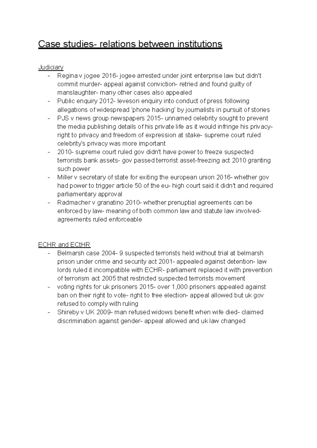 Case studies- relations between institutions - Case studies- relations ...