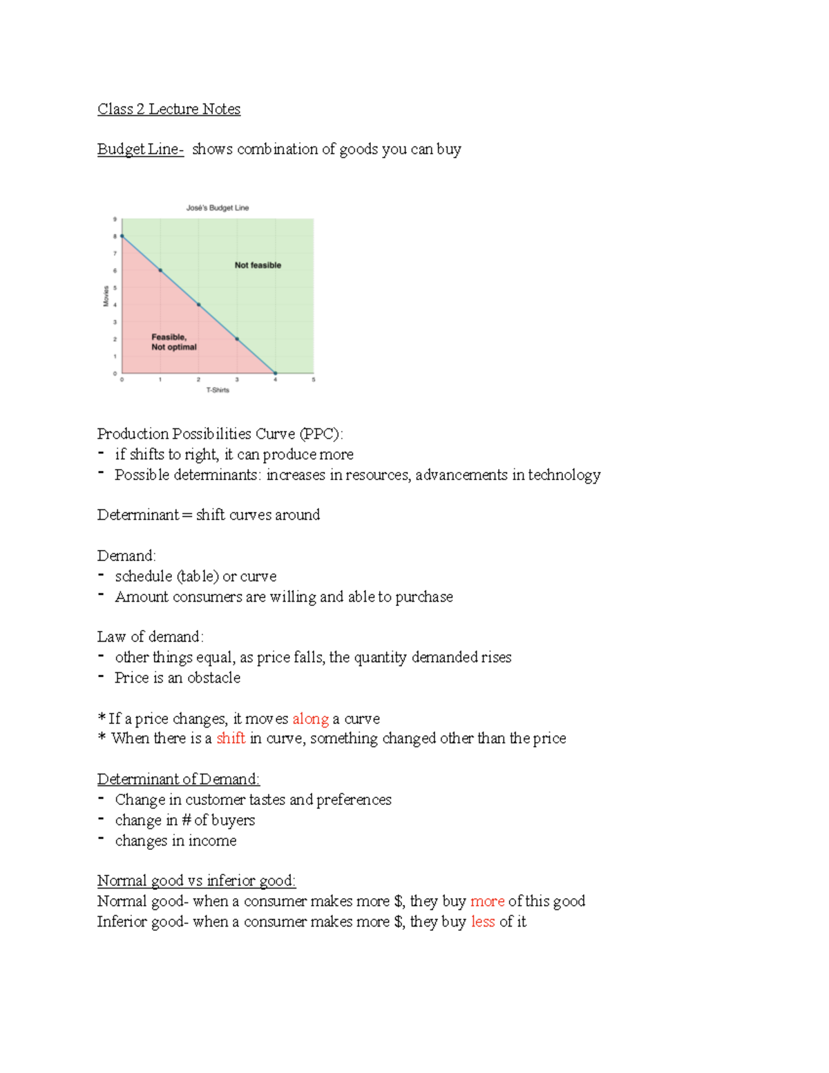 BE-202: Class 2 Lecture Notes - Class 2 Lecture Notes Budget Line ...