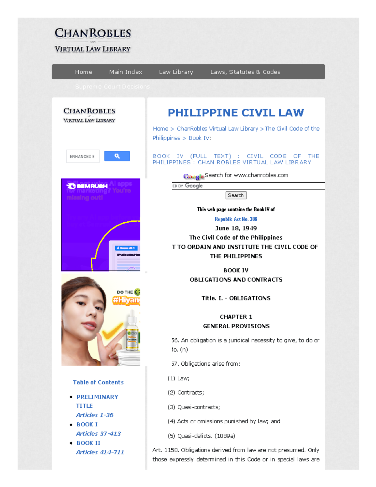 Chapter 1 Civil CODE OF THE Philippines CHAN Robles Virtual LAW Library ...