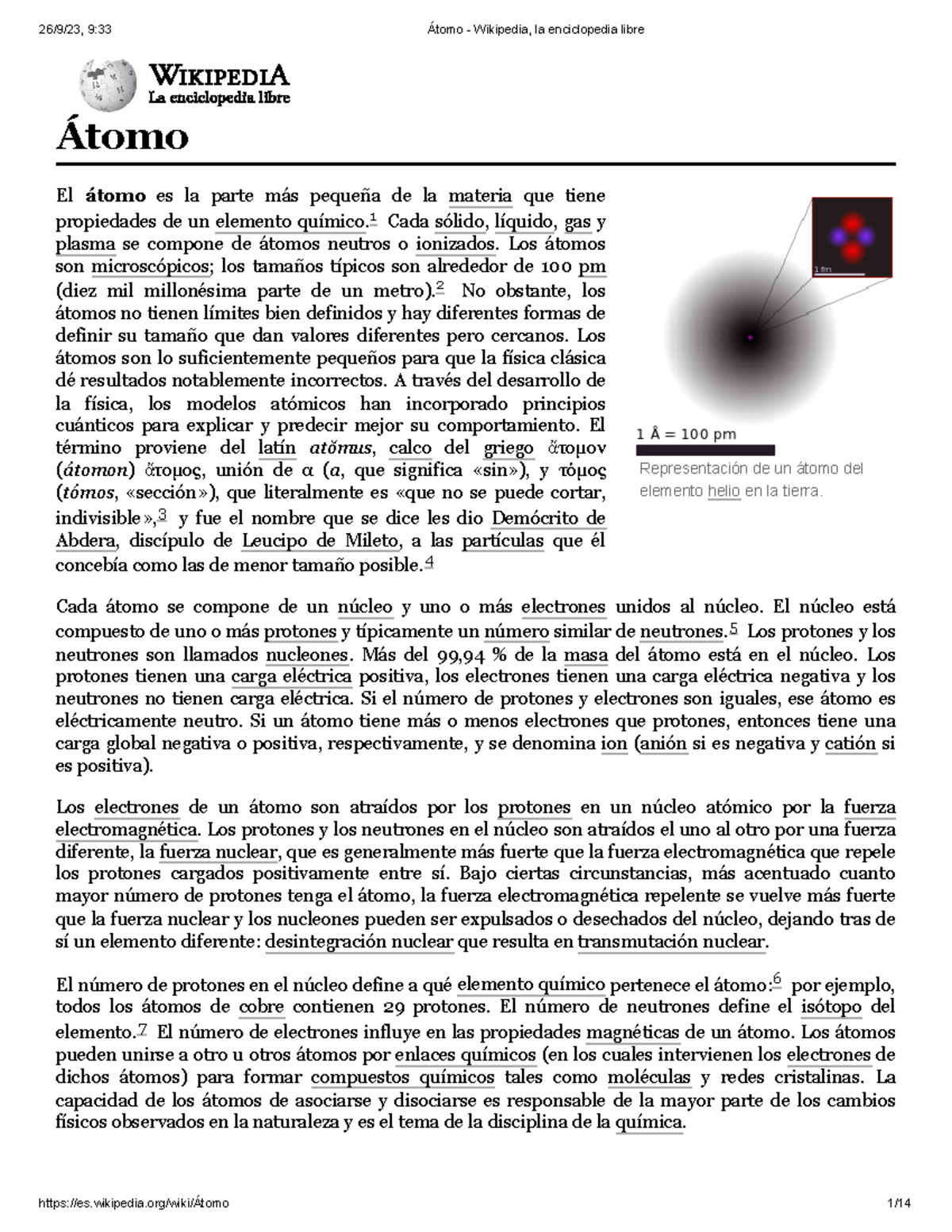 Átomo - Wikipedia, la enciclopedia libre - Representación de un átomo ...
