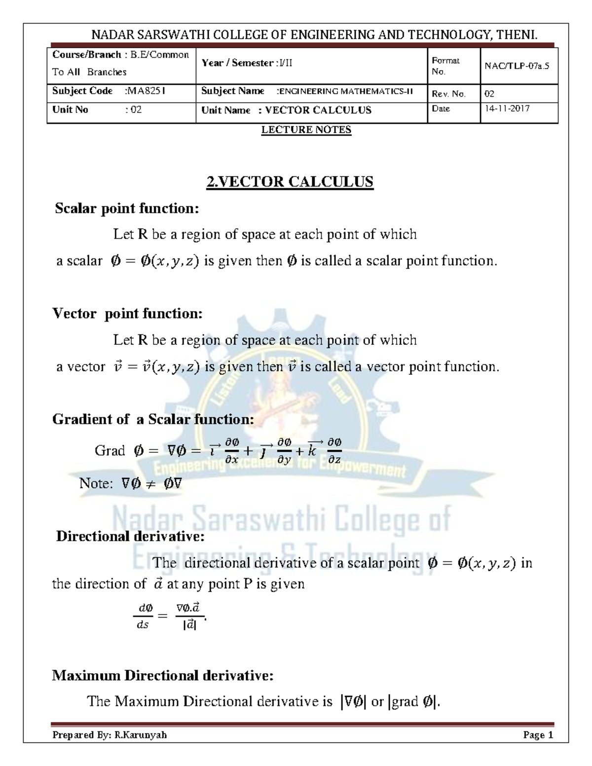 Unit 2 - make use of it - Course/Branch : B/Common To All Branches Year ...