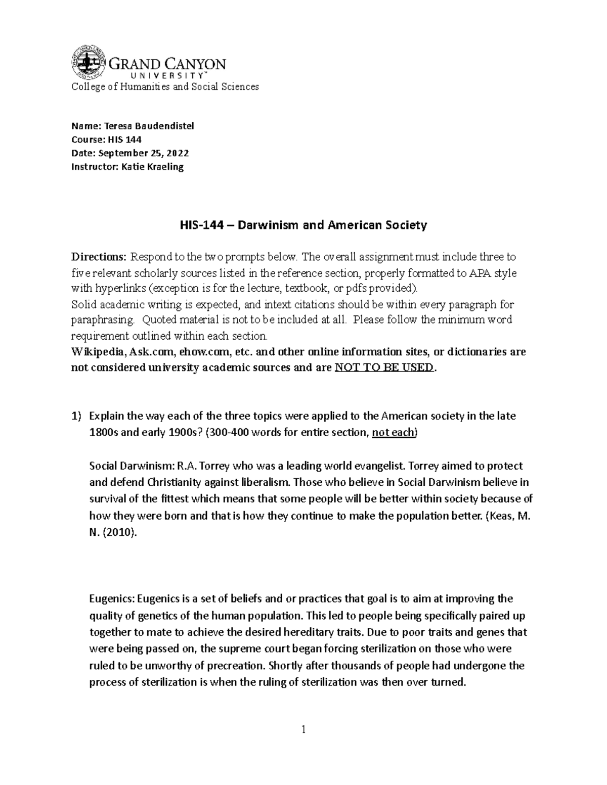 HIS 144 Week 2 Adjusted Worksheet - College of Humanities and Social ...