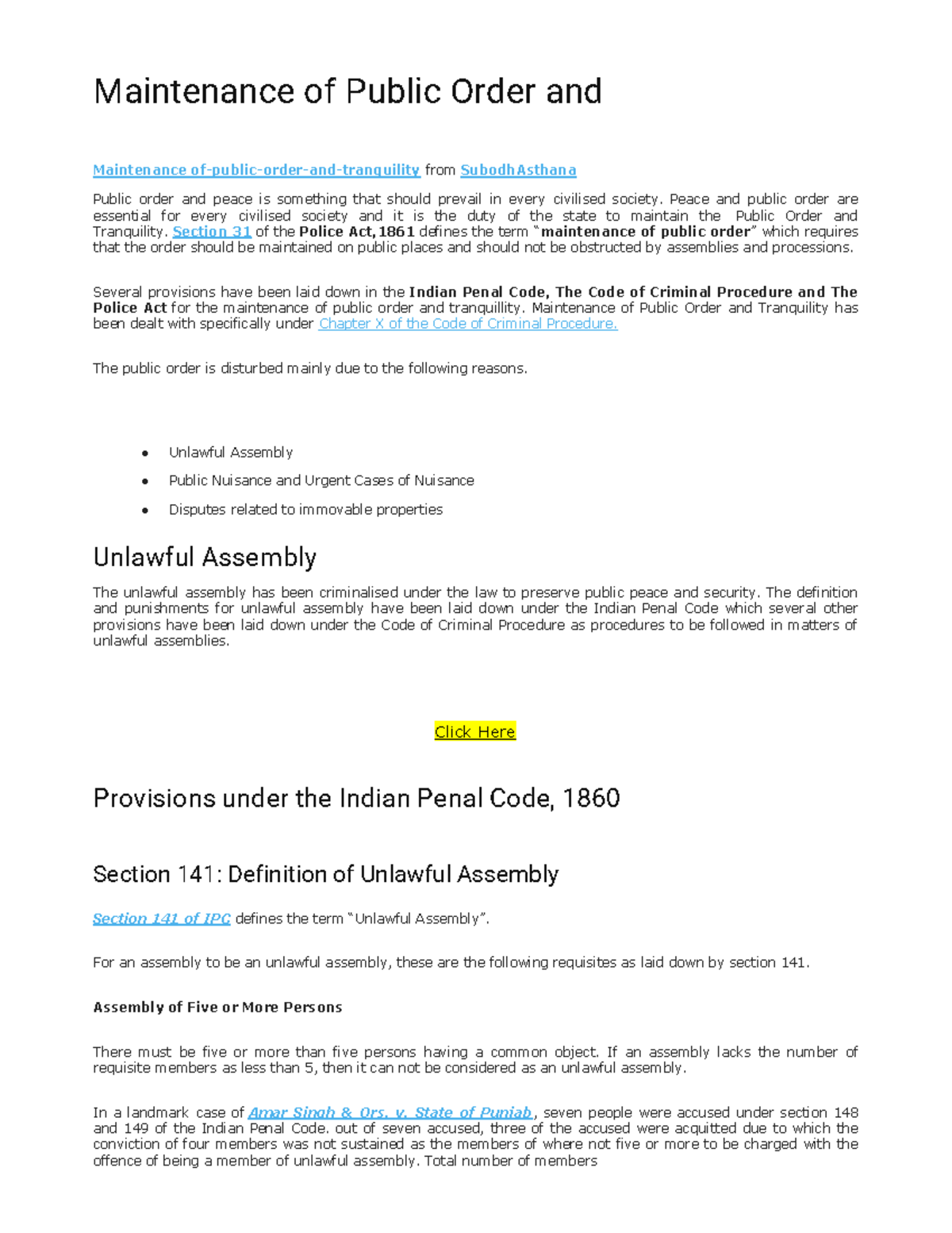 Maintenance of Public Order and Tranquility - Maintenance of Public ...