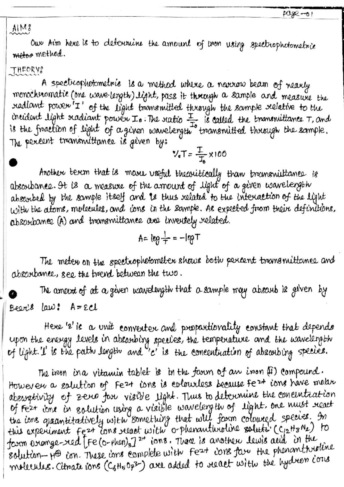 Determination of iron in a sample - Physical chemistry laboratory - Studocu
