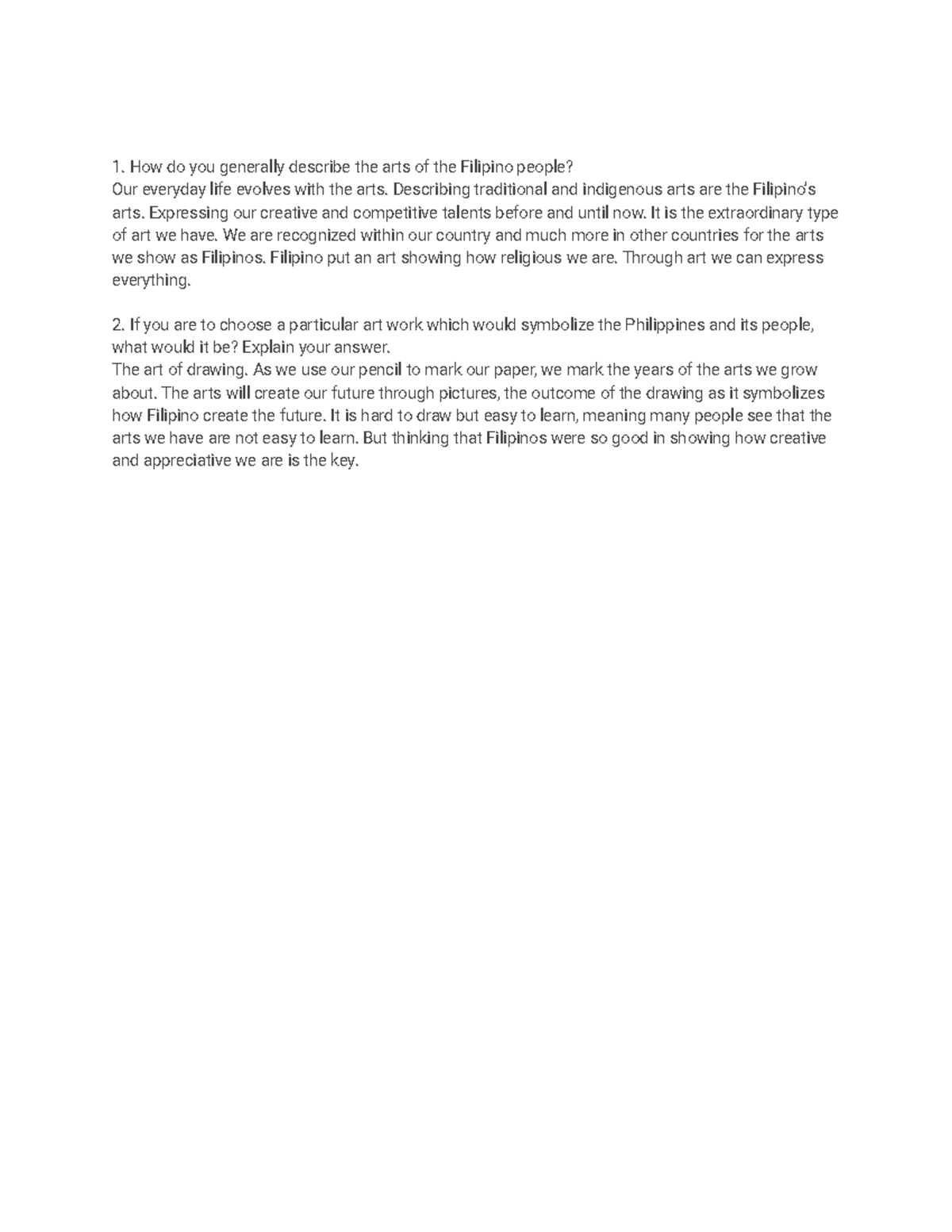 Arts of the Filipinos, Description and - How do you generally describe ...