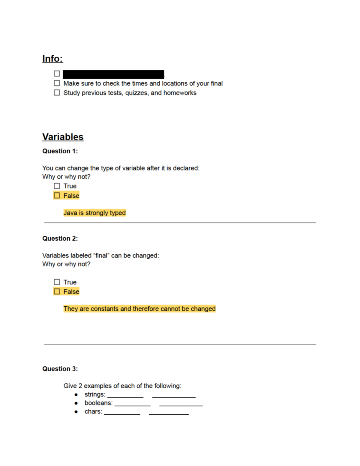 CS 1331 Studypalooza Answers S23edited - ints ...