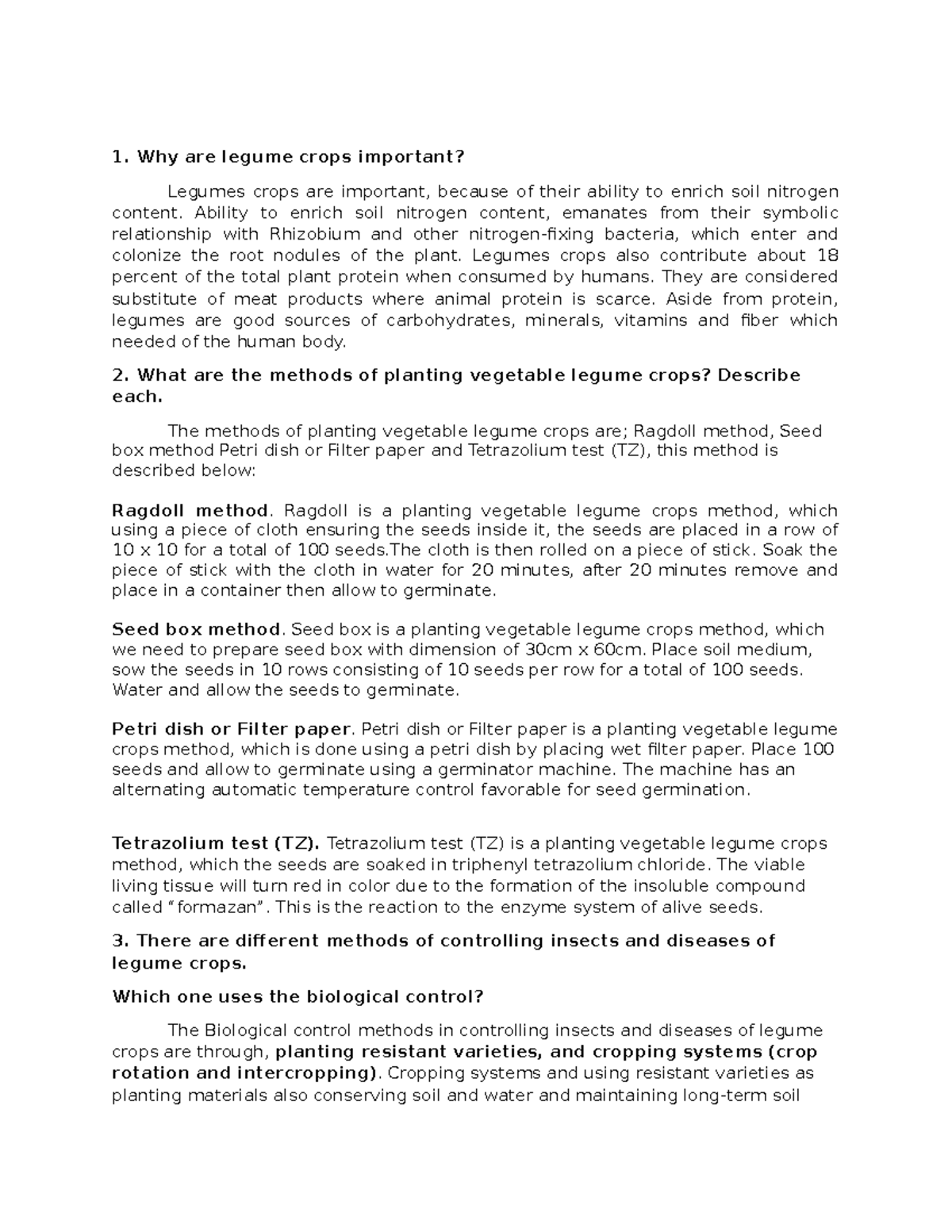 Module no. 9 answer - afgfg - Why are legume crops important? Legumes ...