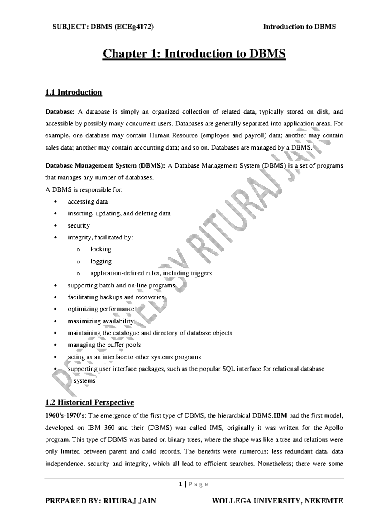 Ch1 Introduction To Dbms 1 P A G E Chapter 1 Introduction To Dbms 