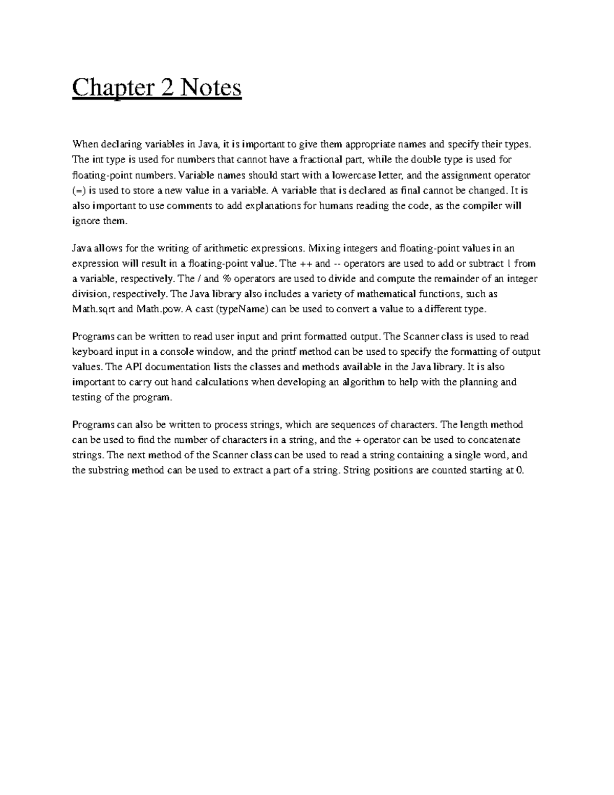 CSE 2221 Notes Chapter 2 - Chapter 2 Notes When declaring variables in ...