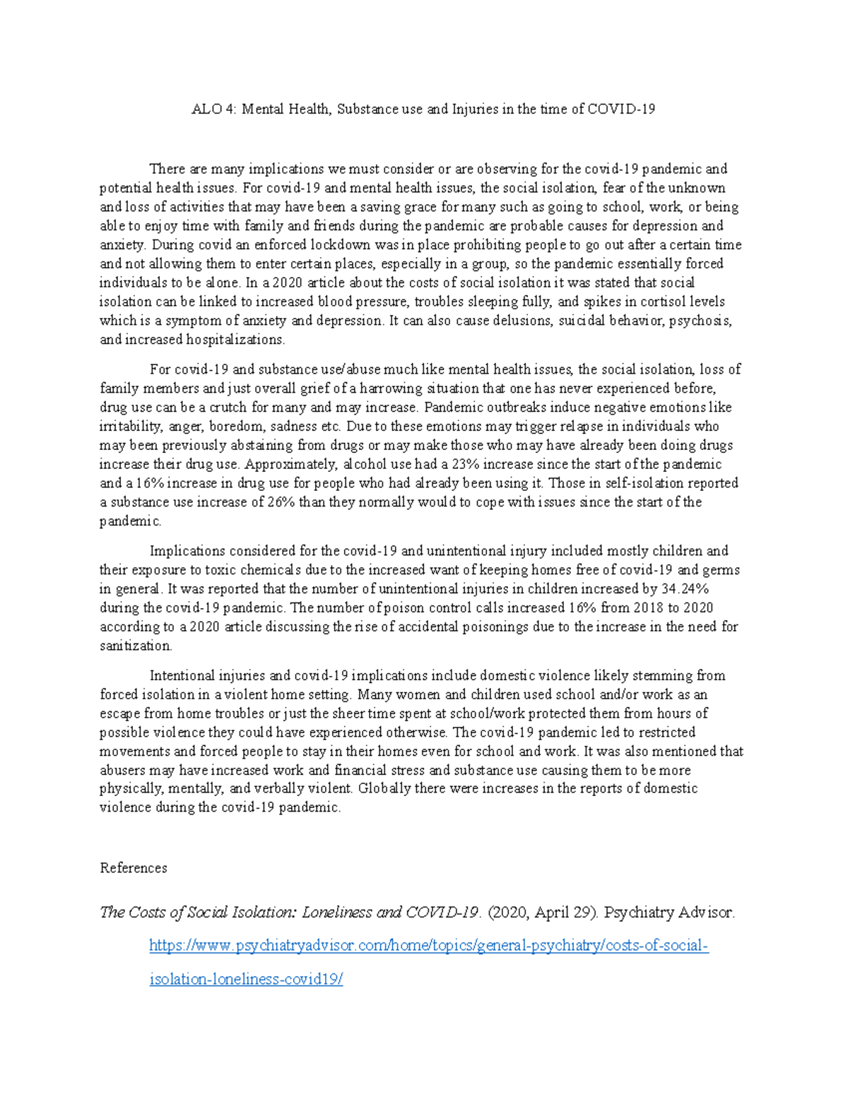 ALO 4 - ALO - ALO 4: Mental Health, Substance use and Injuries in the ...
