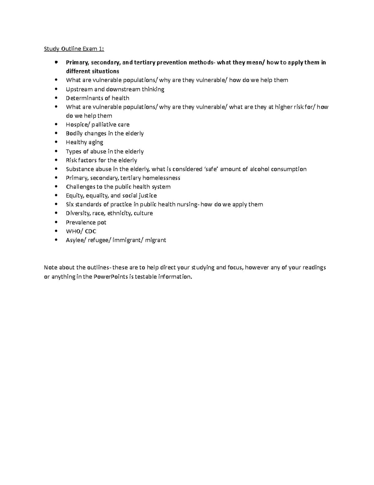 Study Outline Exam 1 - Studocu