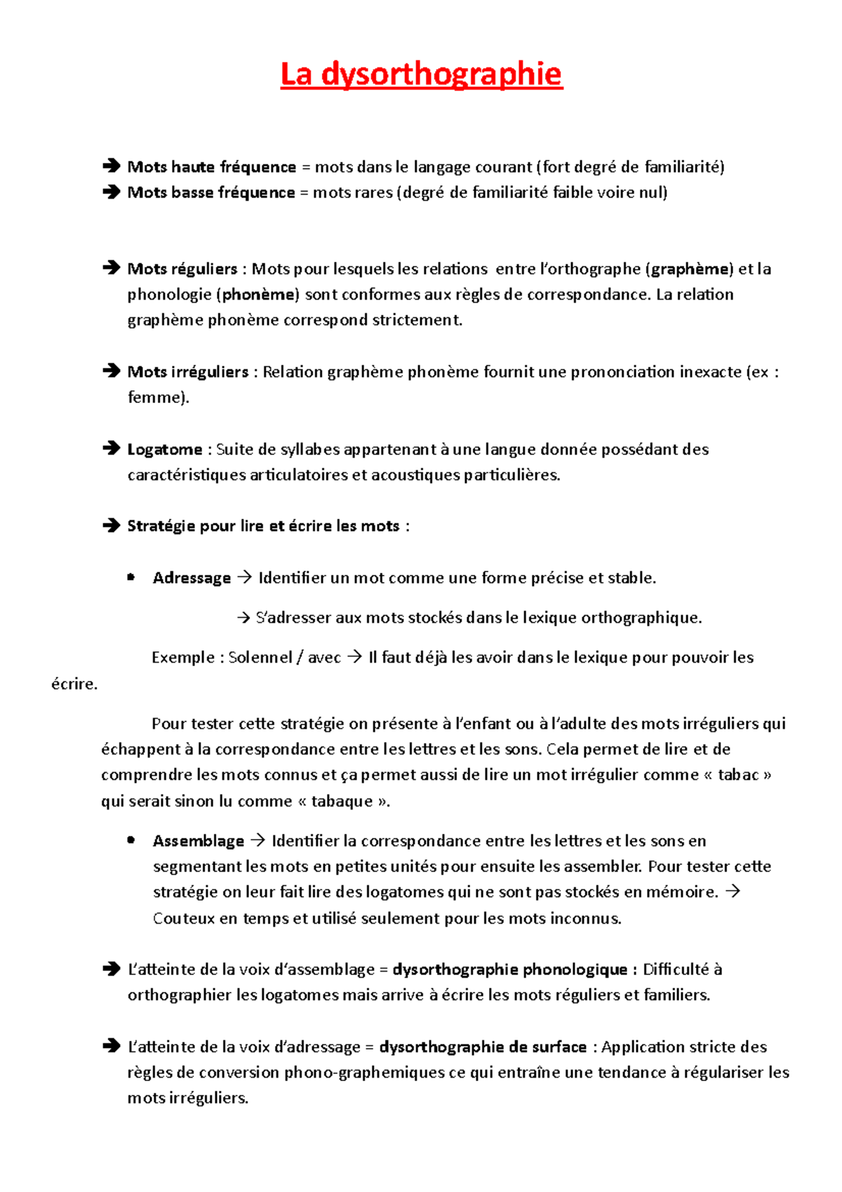 6) La dysorthographie - TD de psychologie cognitive - La ...