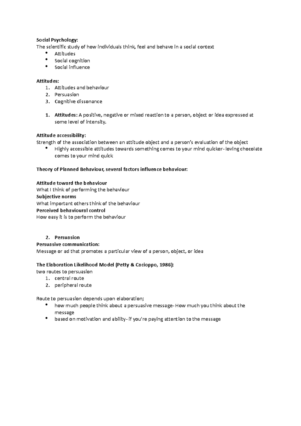 Week 5 notes - Social Psychology: The scientific study of how ...