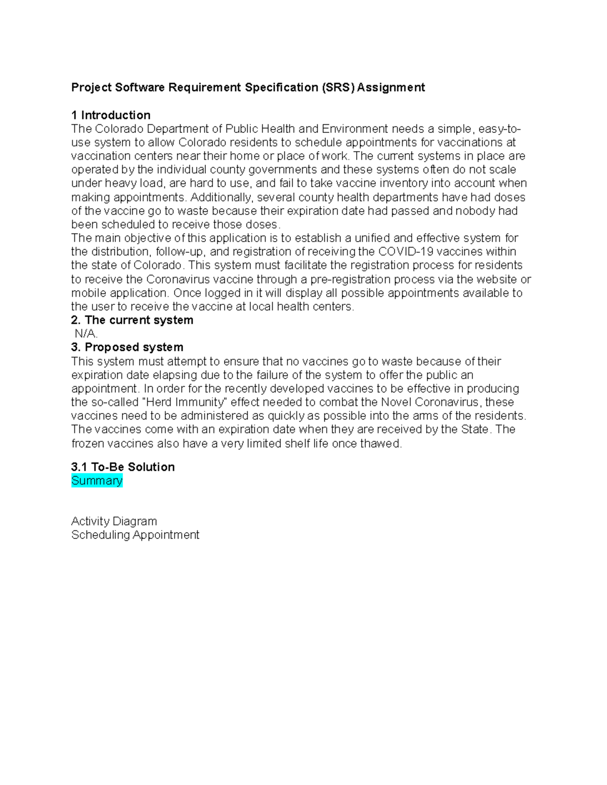 Doc17 - paper - Project Software Requirement Specification (SRS) Assignment 1 Introduction The ...