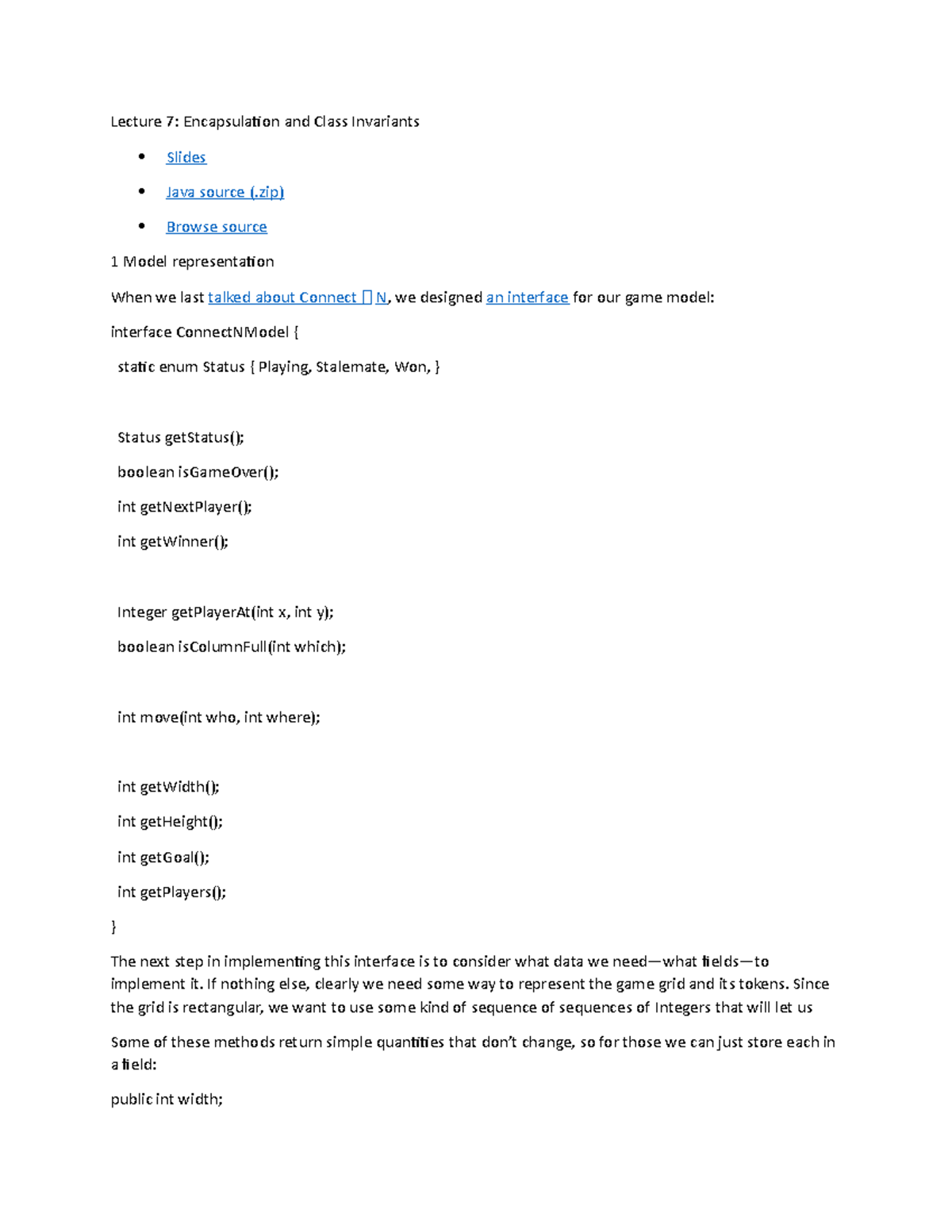 CS 3500 2017 notes 7 - Lecture 7: Encapsulation and Class Invariants ...