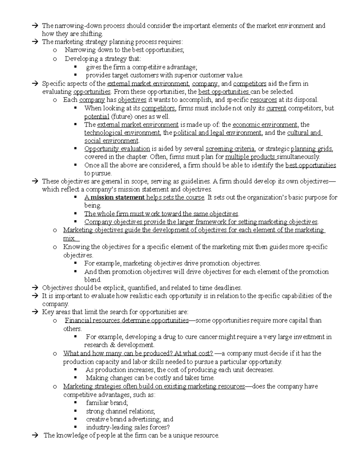 Mktch 3 - Notes on Chapter 3 - The narrowing-down process should ...